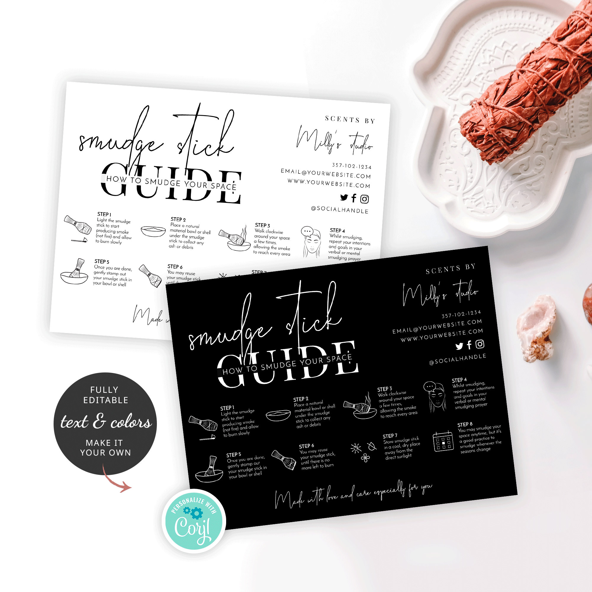 Custom Smudge Stick Guide Template How to Smudge Your Home - Etsy