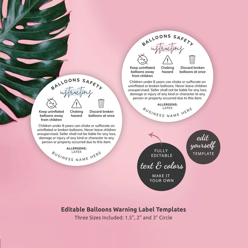 DIY Balloons Warning Label Template Printable Choking Hazard - Etsy