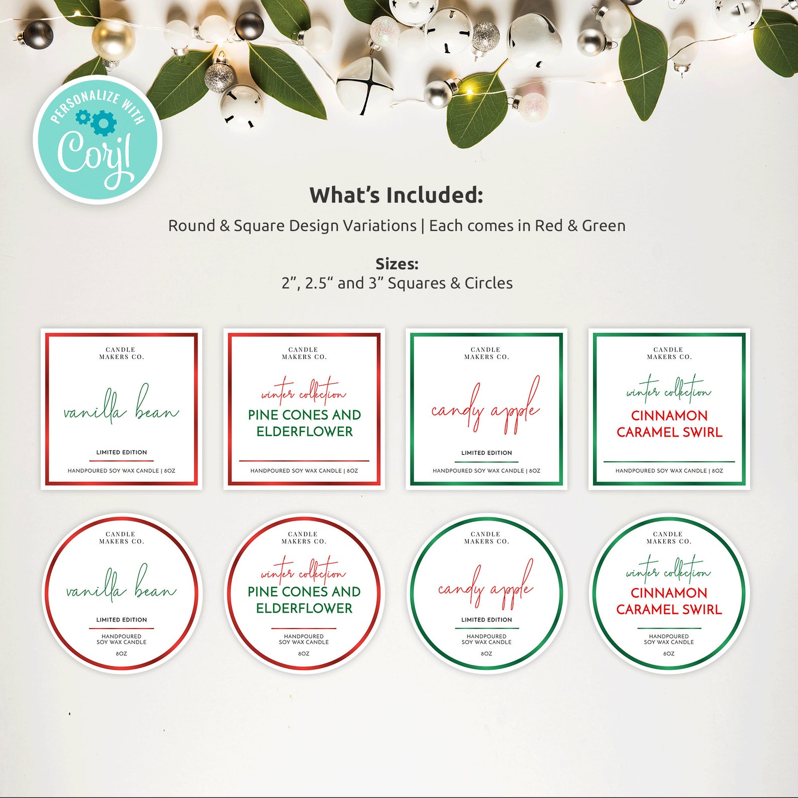 Christmas Product Labels Template Festive Candle Packaging - Etsy