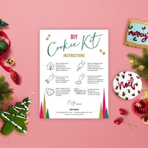 Christmas DIY Cookie Kit Instructions, Holiday Cookie Decorating Pack ...