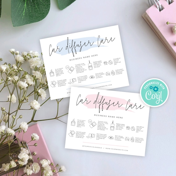 Car Diffuser Care Guide Template Printable Hanging Diffuser - Etsy