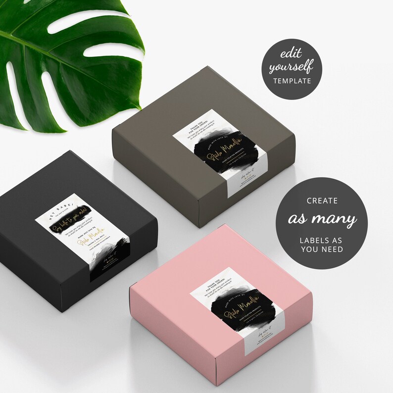 Customizable Box Seal Label Template Black & Gold Parcel Seal - Etsy
