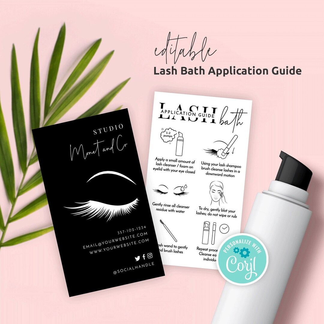 Lash Bath Application Guide Template, Editable Lash Shampoo Customer ...