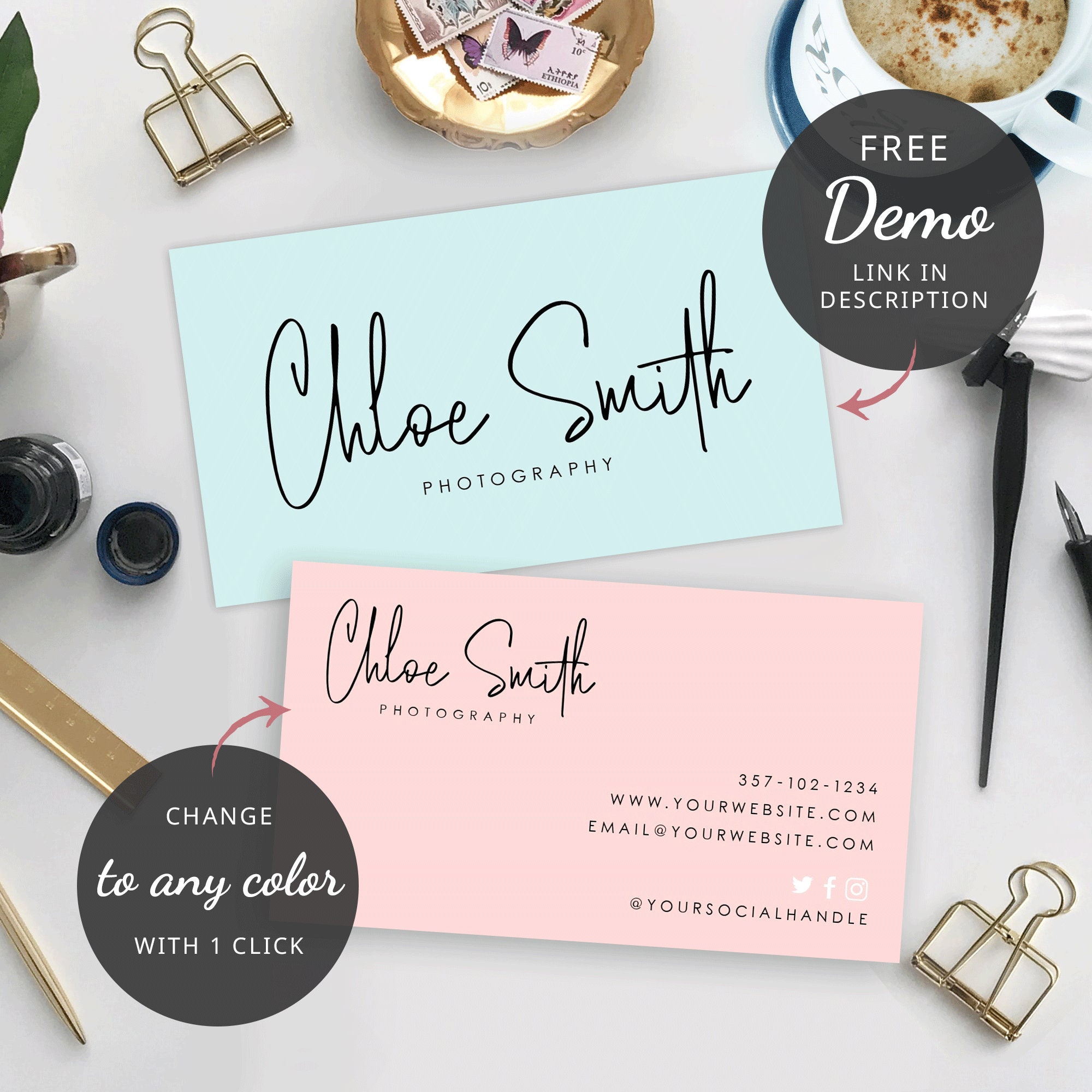 Editable Business Card Template Neutral Colors Printable - Etsy