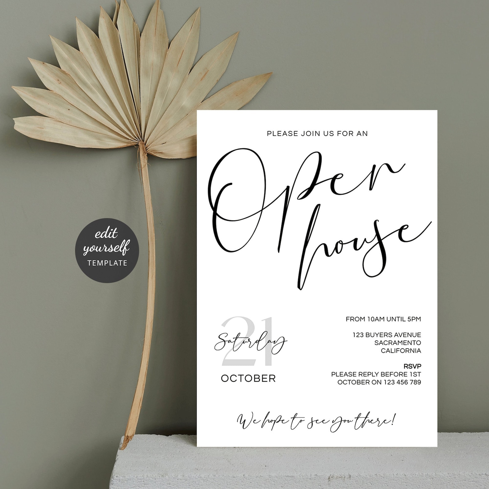 Editable Open House Invite Template, Minimalist Real Estate Event ...