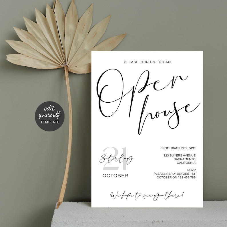 Editable Open House Invite Template Minimalist Realtor Event - Etsy