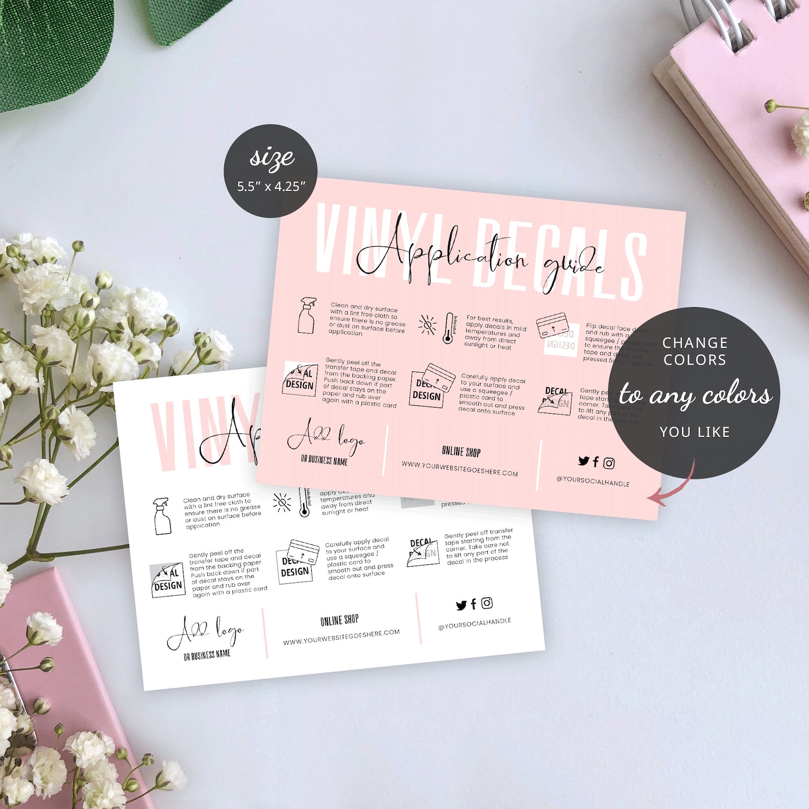 Decals Customer Guide Template Editable Vinyl Stickers - Etsy