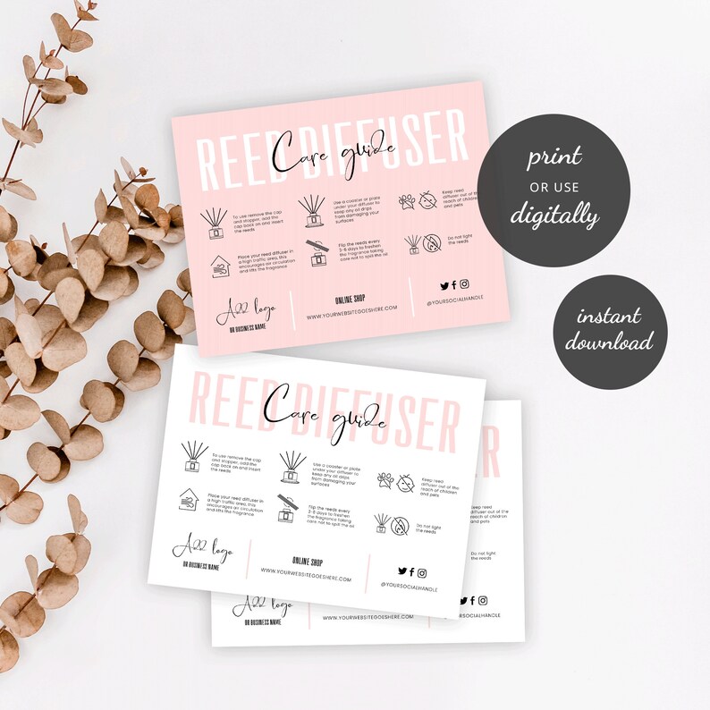 Reed Diffuser Care Guide Template Custom Room Diffuser Care - Etsy
