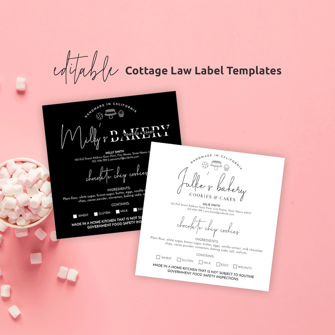 Cottage Law Labels Template, Minimalist Food Ingredients Labels ...