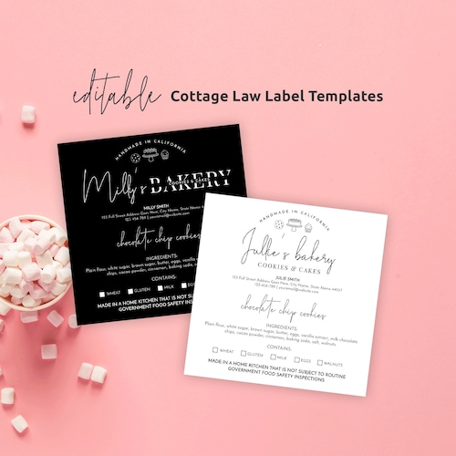 Editable Cottage Law Labels Template Food License Label for - Etsy