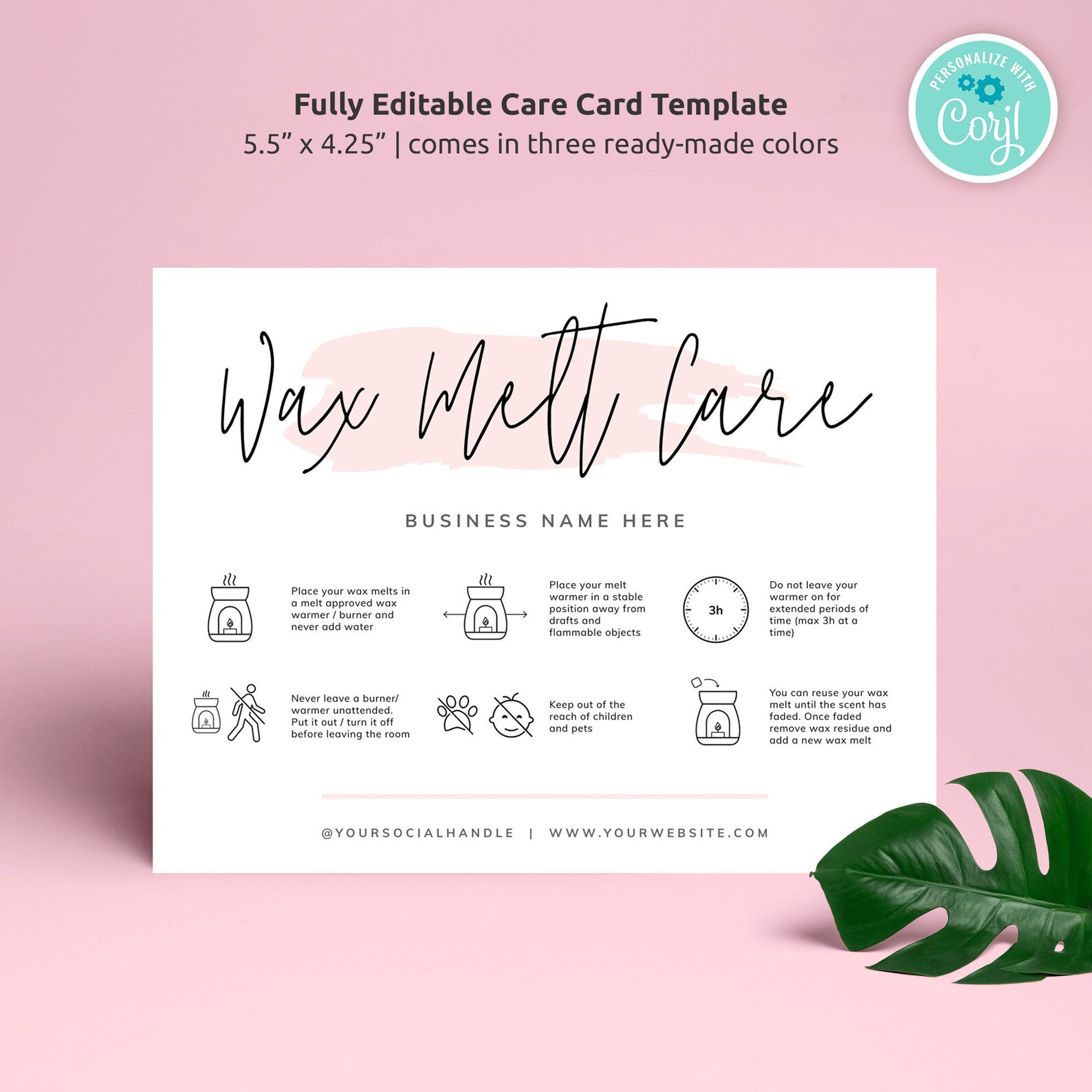 Wax Melts Care Card Template, Editable Wax Melts Care Instructions ...