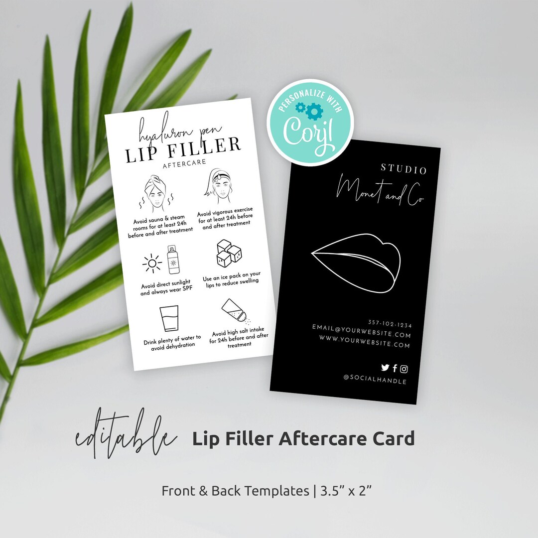 Lip Filler Aftercare Template, Editable Hyaluron Pen Lip Filler Care ...