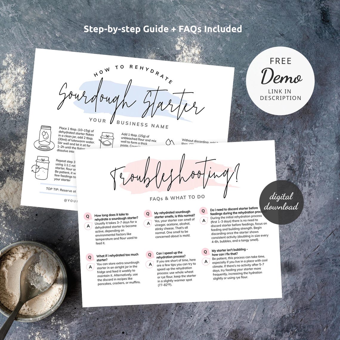 Rehydrating Sourdough Starter Guide Template, Dehydrated Bread Levain ...