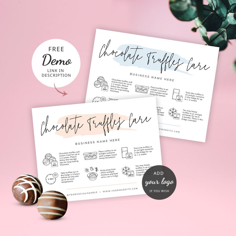 Chocolate Truffles Care Card, Custom Truffles Care Instructions ...