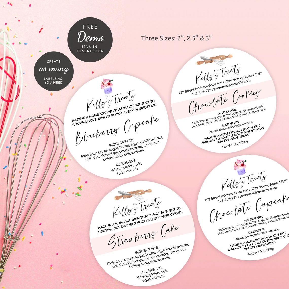 Made in Home Kitchen Labels Template DIY Cottage Law License - Etsy