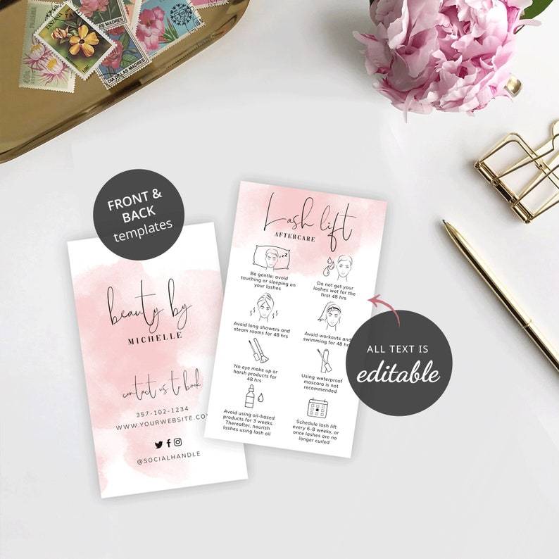 Lash Lift After Care Card Template, Editable Lash Lift Aftercare ...