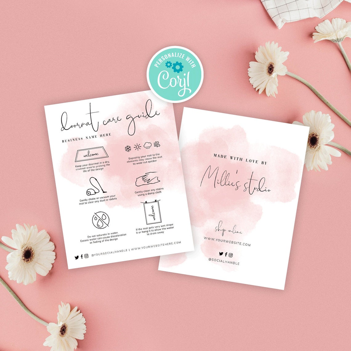 Welcome Mat Care Card Template Customizable Doormat Care | Etsy