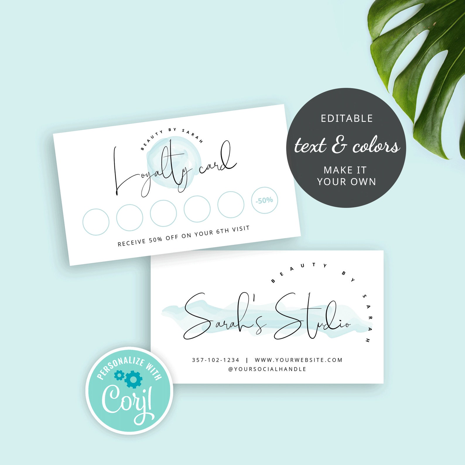 Editable Loyalty Cards, DIY Rewards Card Template, Beauty Salon Loyalty ...