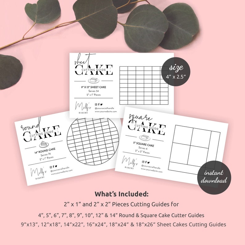 Round & Square Cake Cutting Guides Editable Wedding Cakes - Etsy