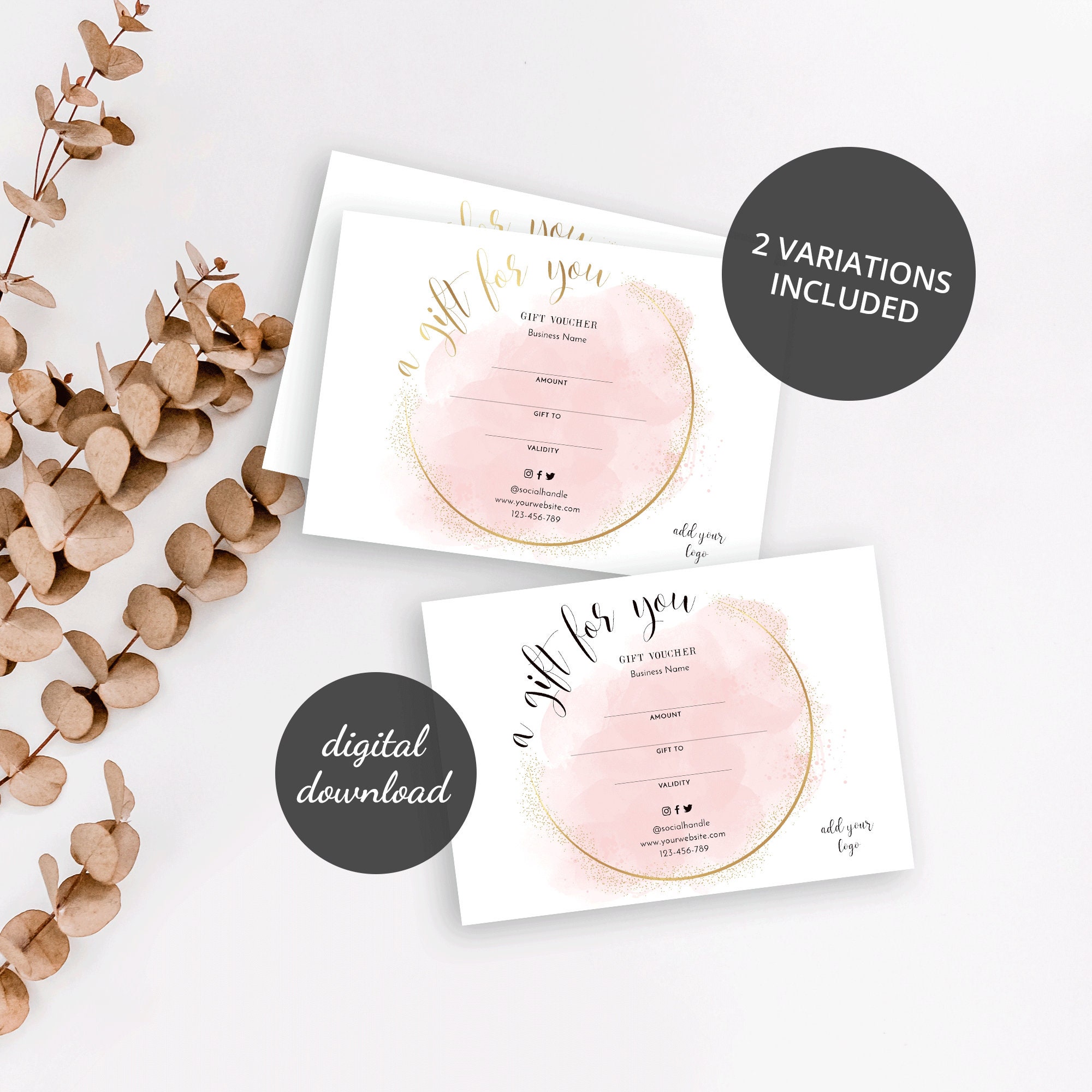 Editable Gift Voucher Template Pink & Gold Instant Beauty - Etsy Australia