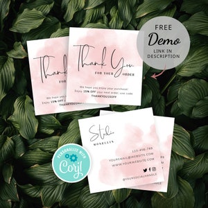 MINI Thank You Cards Template, DIY Business Thank You Card Design ...