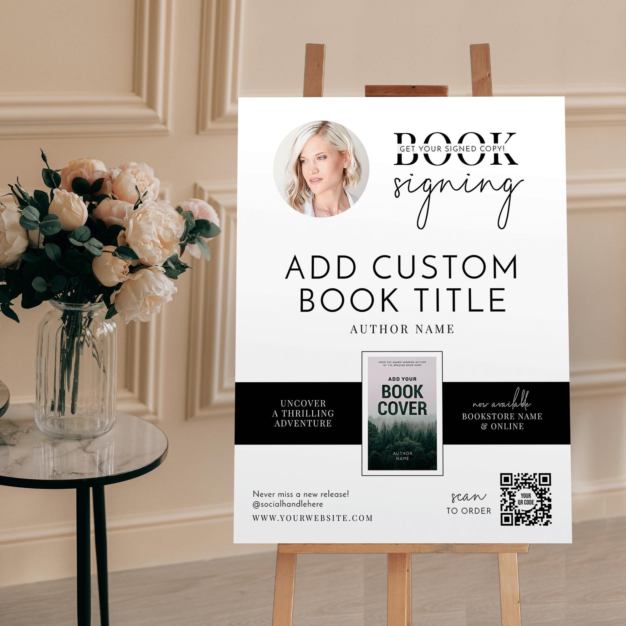 Book Signing Sign Template, Custom Book Launch Promo Poster, Minimalist ...