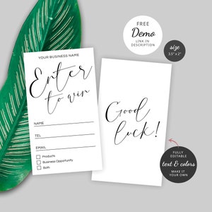 Minimal Raffle Ticket Template, Customizable Enter to Win Cards ...