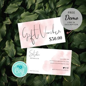 MINI Gift Voucher Template, Editable Gift Certificate Template ...