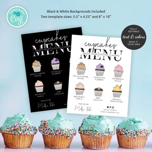 DIY Cupcake Menu Template, Minimalist Cupcakes Flavor List, Printable ...
