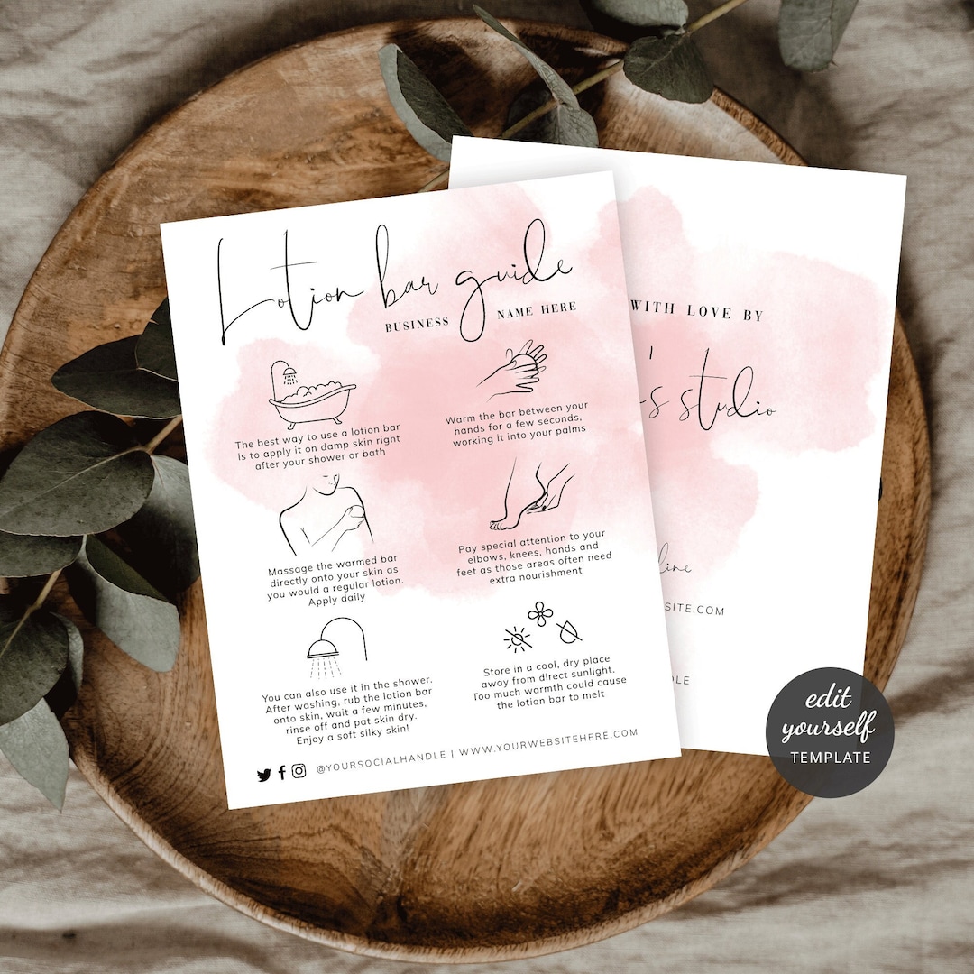 Solid Lotion Bar Application Guide Template, Customizable Body Butter ...