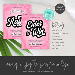 Groovy Pink Raffle Poster Design, DIY Enter to Win 8x10" Sign Template ...