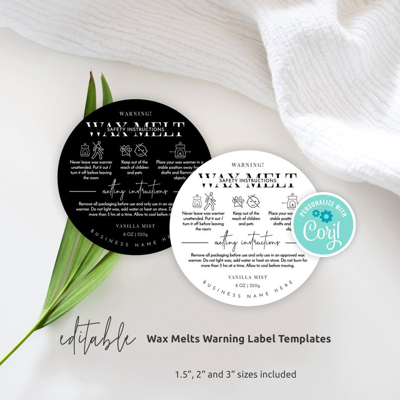 Wax Melts Warning Label Template, Printable Wax Tarts Safety Sticker, 1 ...