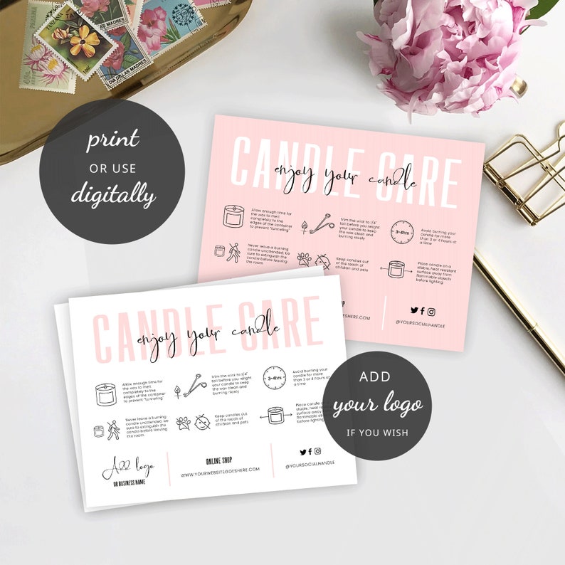 Customizable Candle Care Guide Feminine Candle Care Card - Etsy