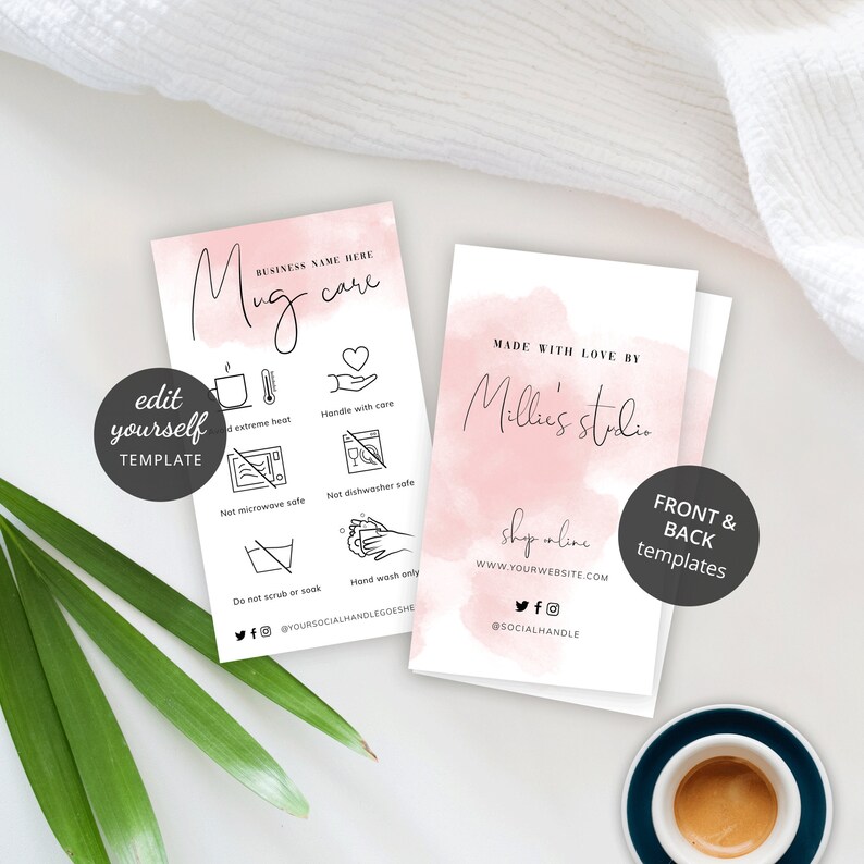 Feminine Mug Care Card Template Editable Tea Mug Care Guide - Etsy