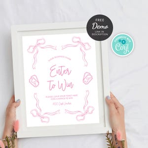Modern Raffle Sign Template, Hand Drawn Bows Whimsical Design, Enter to ...