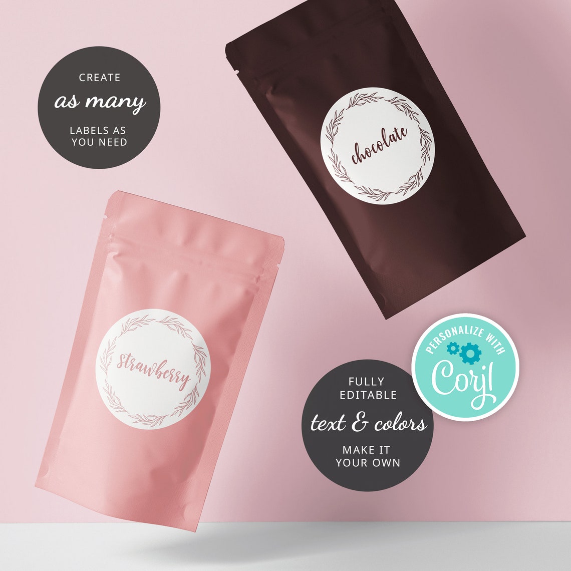 Flavor Circle Labels Template Editable Round Scent Labels | Etsy