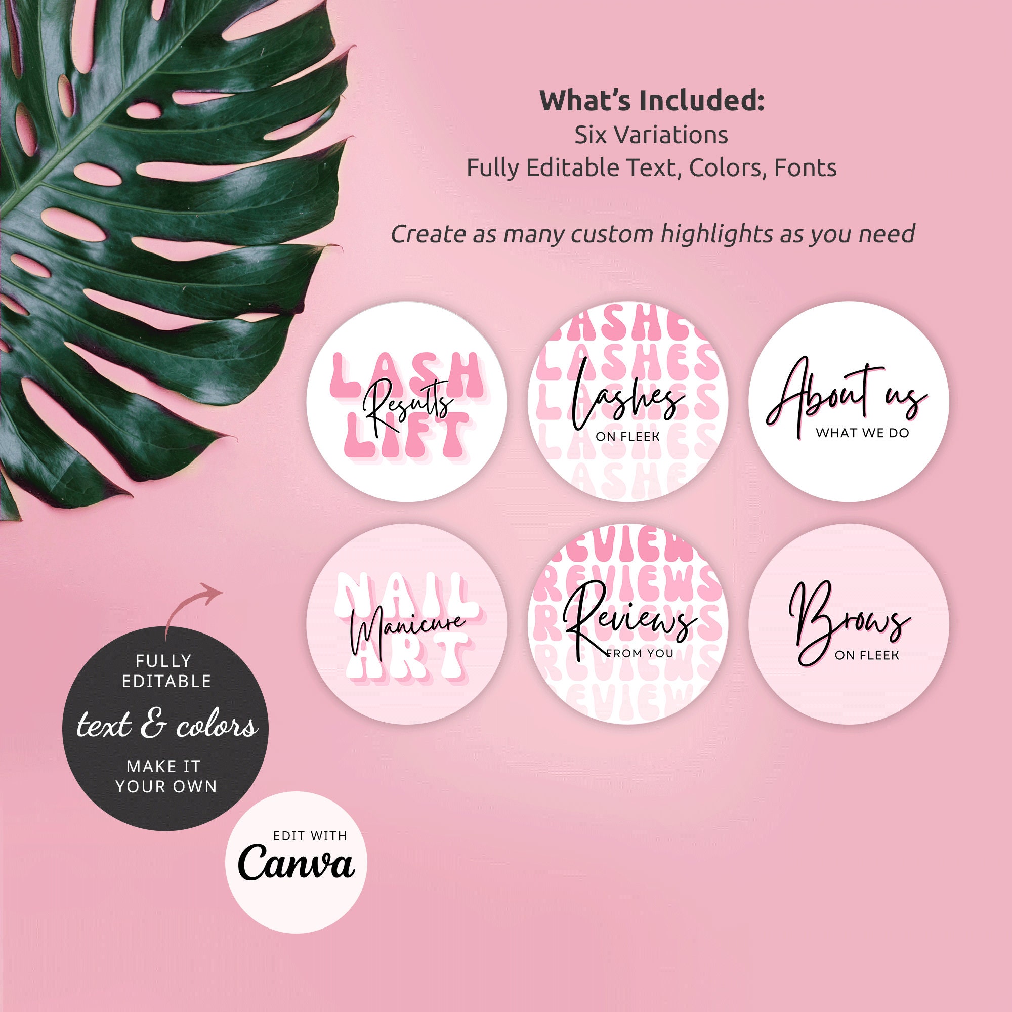 Custom Pink Instagram Highlights Canva Template Retro - Etsy