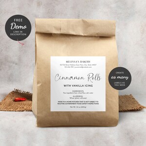 Custom Bread Labels Template, Minimalist Sourdough Food License ...