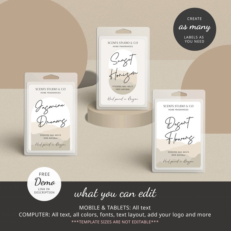 Boho Arch Labels Template Modern Wax Melts Packaging Design - Etsy