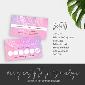 DIY Rewards Card Printable Beauty Loyalty Cards Template - Etsy