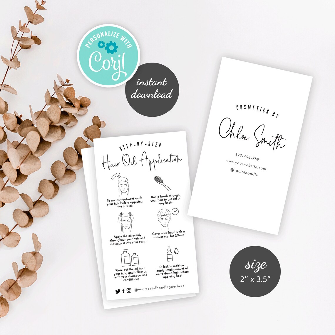 Hair Oil Application Guide Editable Hair Oil Care Card DIY - Etsy