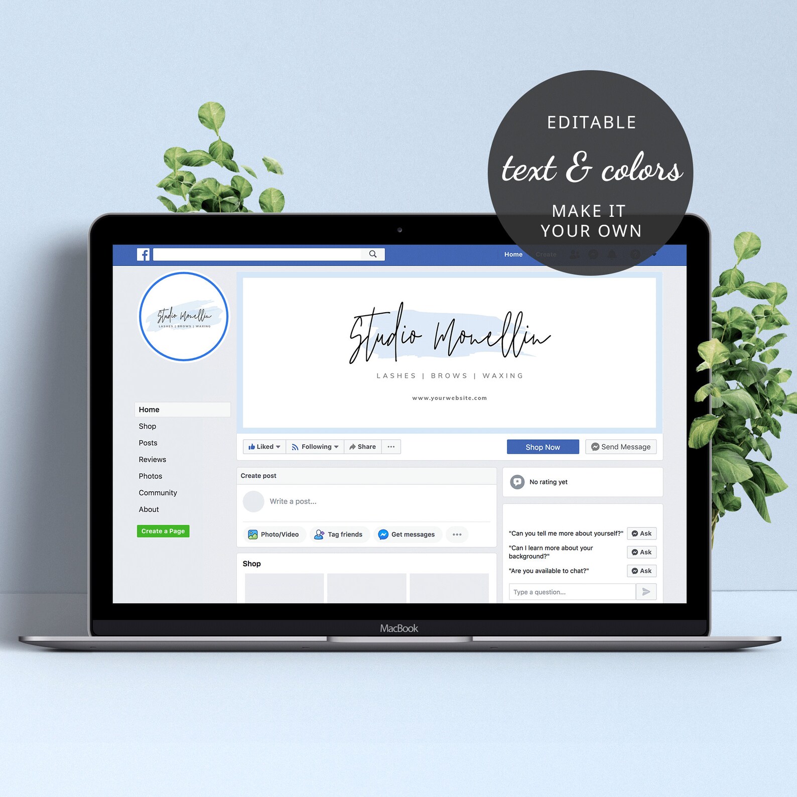 Editable Facebook Page Cover Template, DIY Facebook Header Image ...