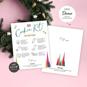 Christmas DIY Cookie Kit Instructions, Holiday Cookie Decorating Pack ...