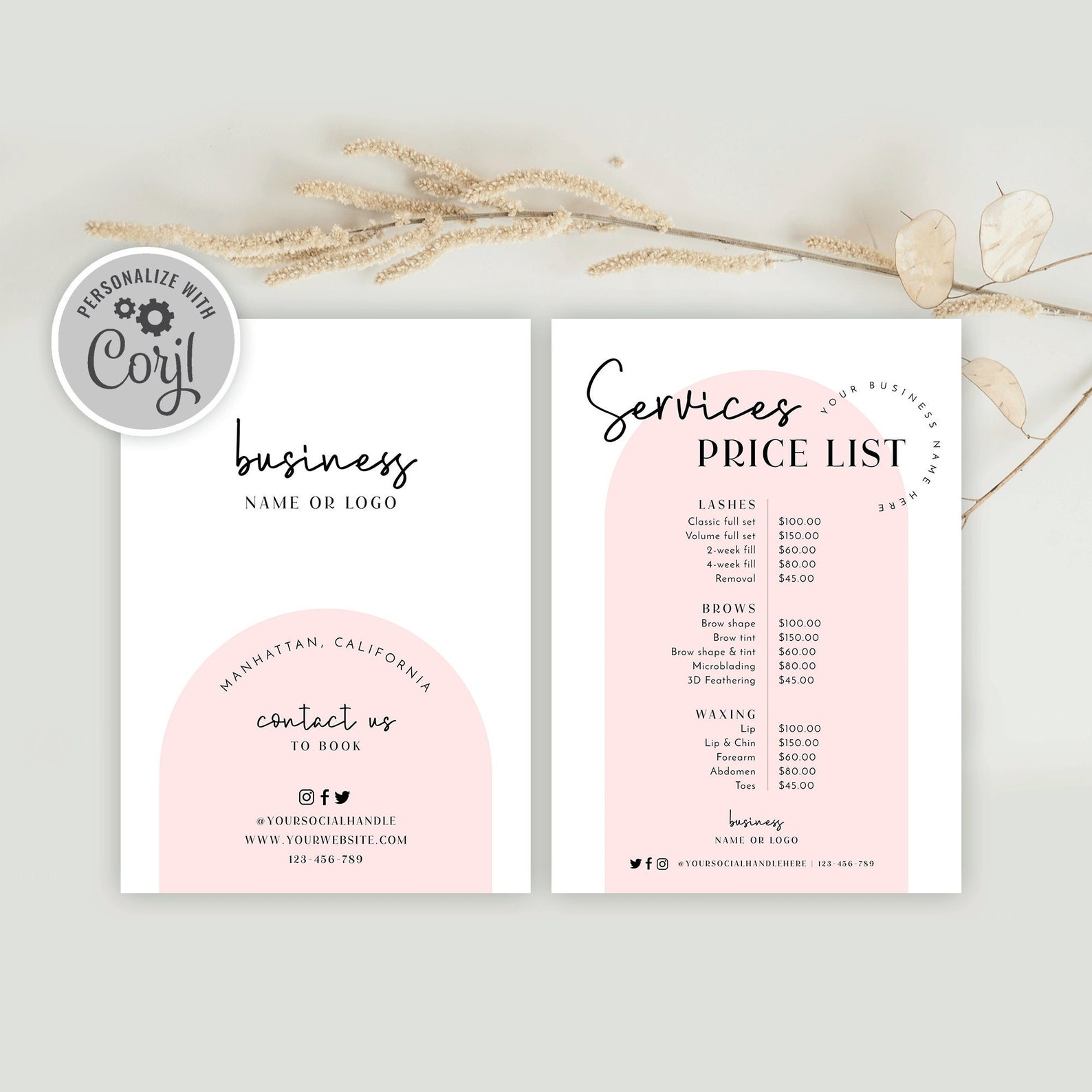Business Price List Template Printable Price List Boho - Etsy