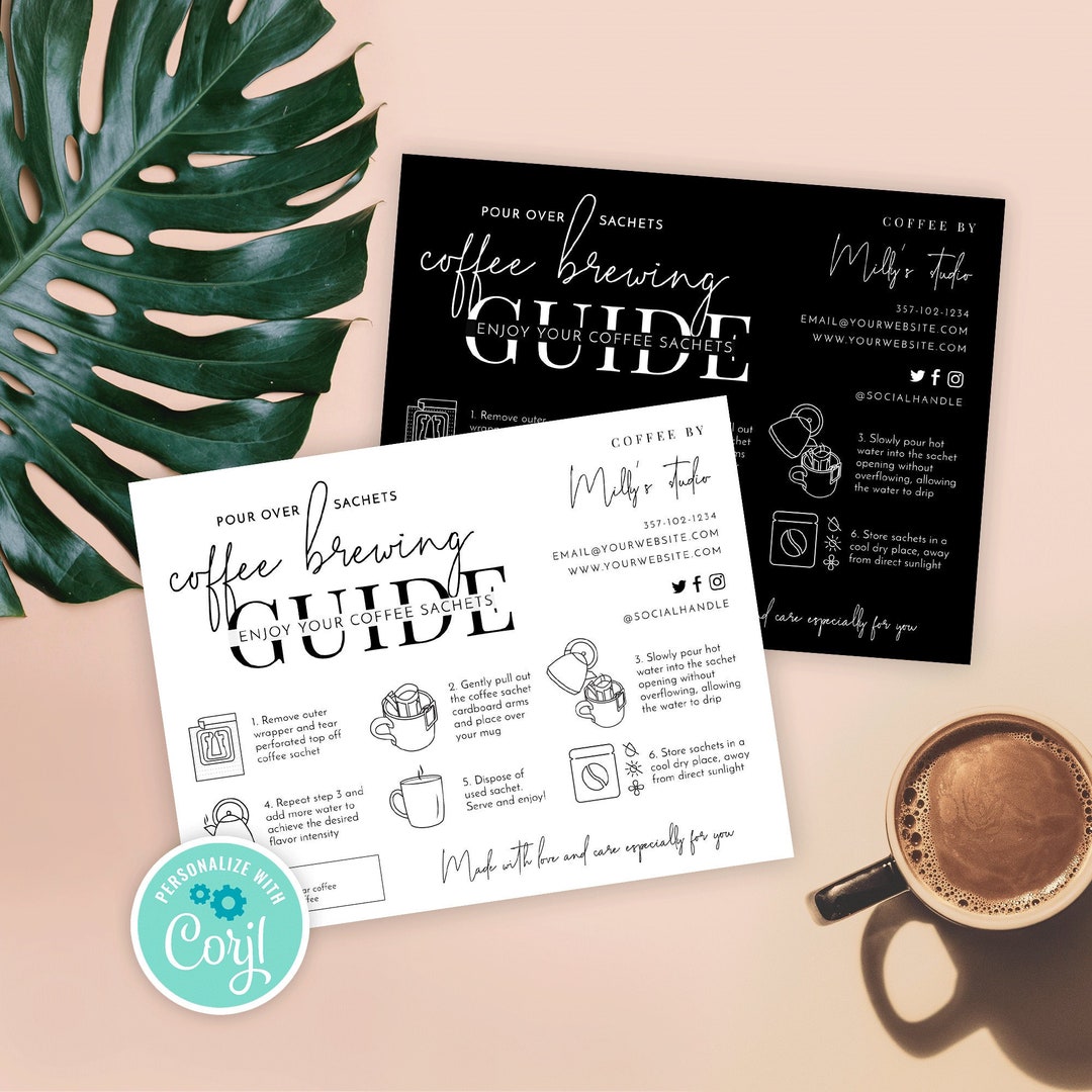 Coffee Brewing Guide Template, Editable Drip Coffee Instructions ...