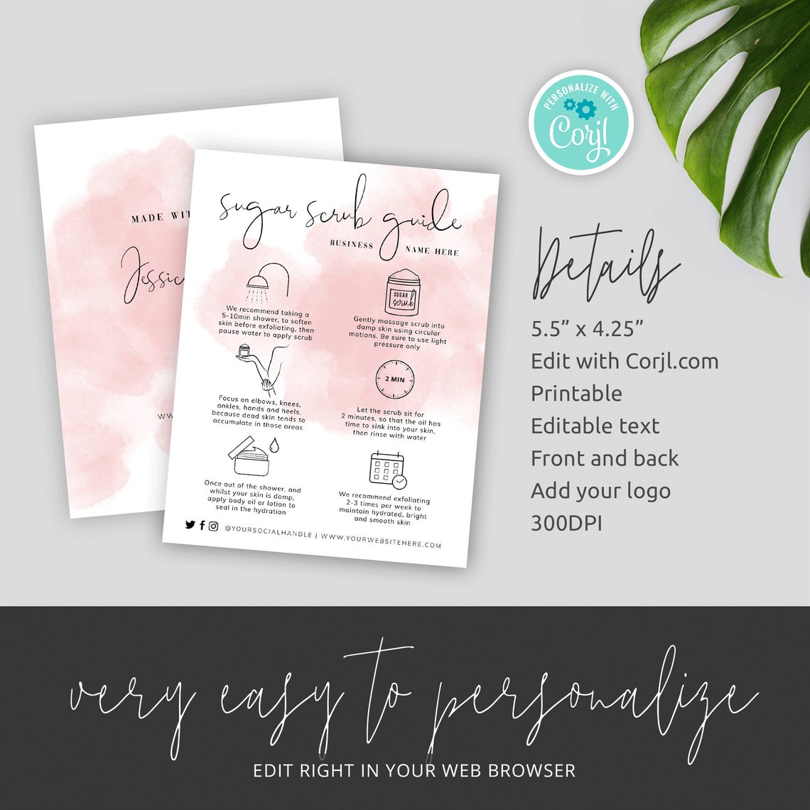 Editable Body Scrub Application Guide Template Feminine - Etsy