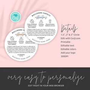 DIY Balloons Warning Label Template, Printable Choking Hazard Sticker 1 ...