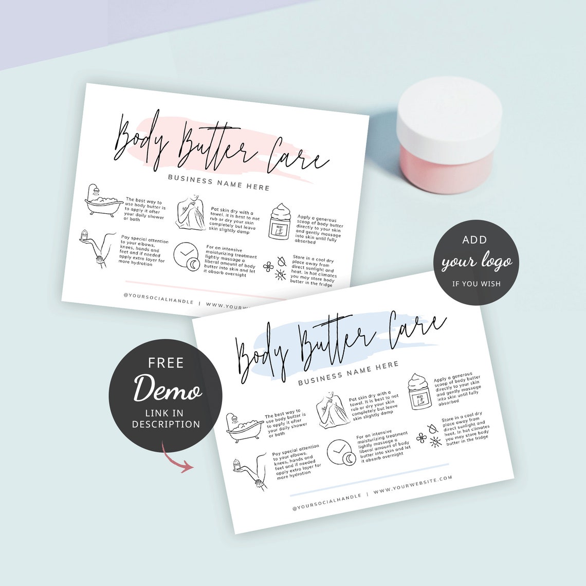 Body Butter Application Guide Template, Editable Whipped Body Lotion ...