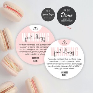 DIY Allergy Warning Sticker Template, Feminine Food Allergens Sticker 1 ...