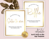 DIY Raffle Sign Template Gold Effect Enter to Win Poster - Etsy